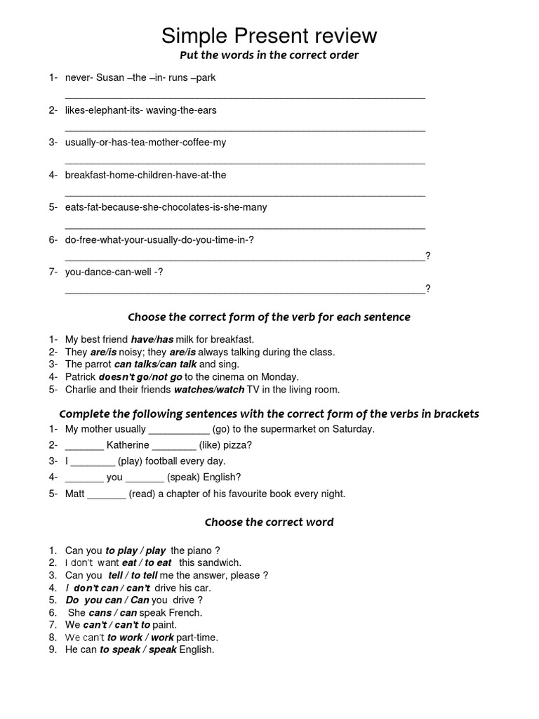 Simple Present Review | PDF