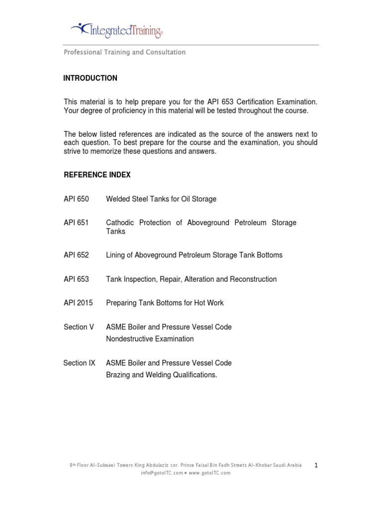 Preparing for API 653 Tank Inspection Certification: A Comprehensive ...