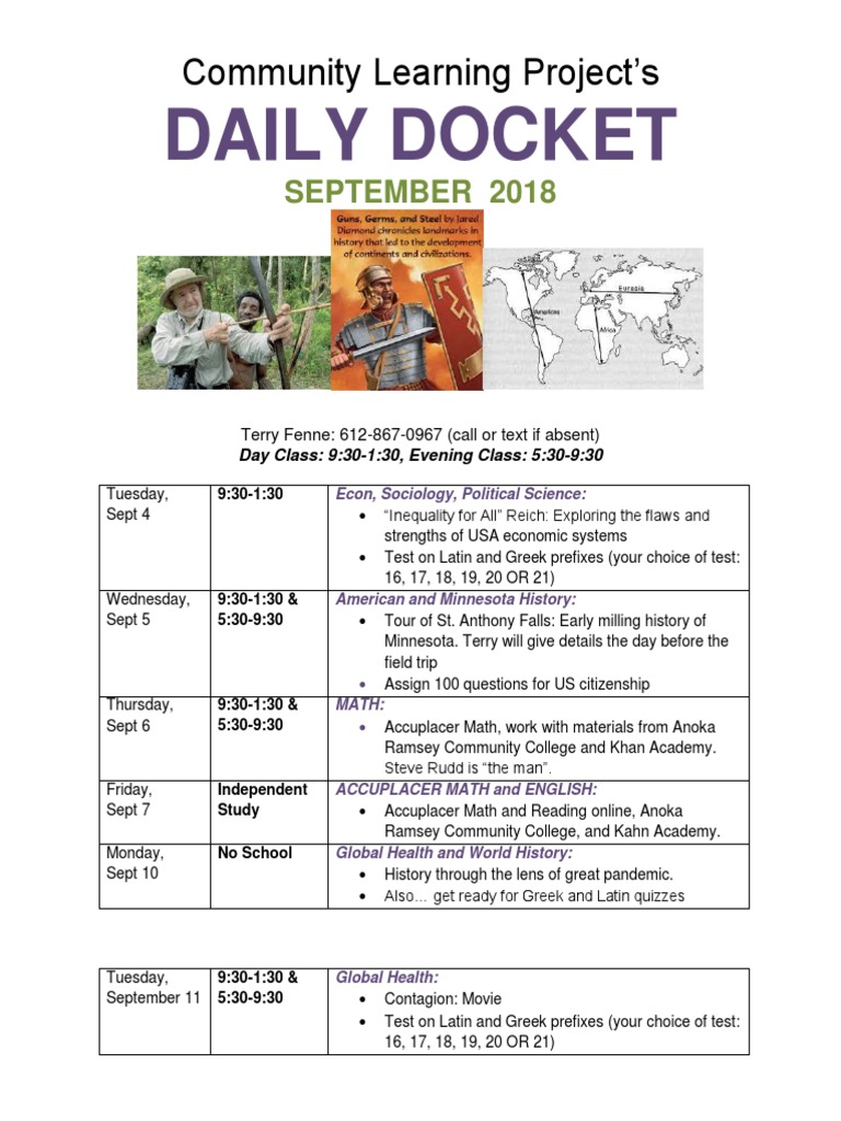 Calendar Septemer 2018 Daily Docket | PDF | Science