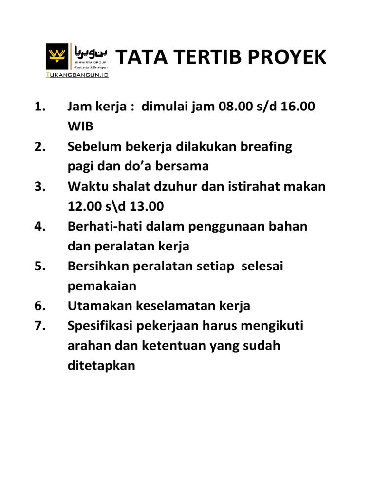 Tata Tertib Proyek | PDF