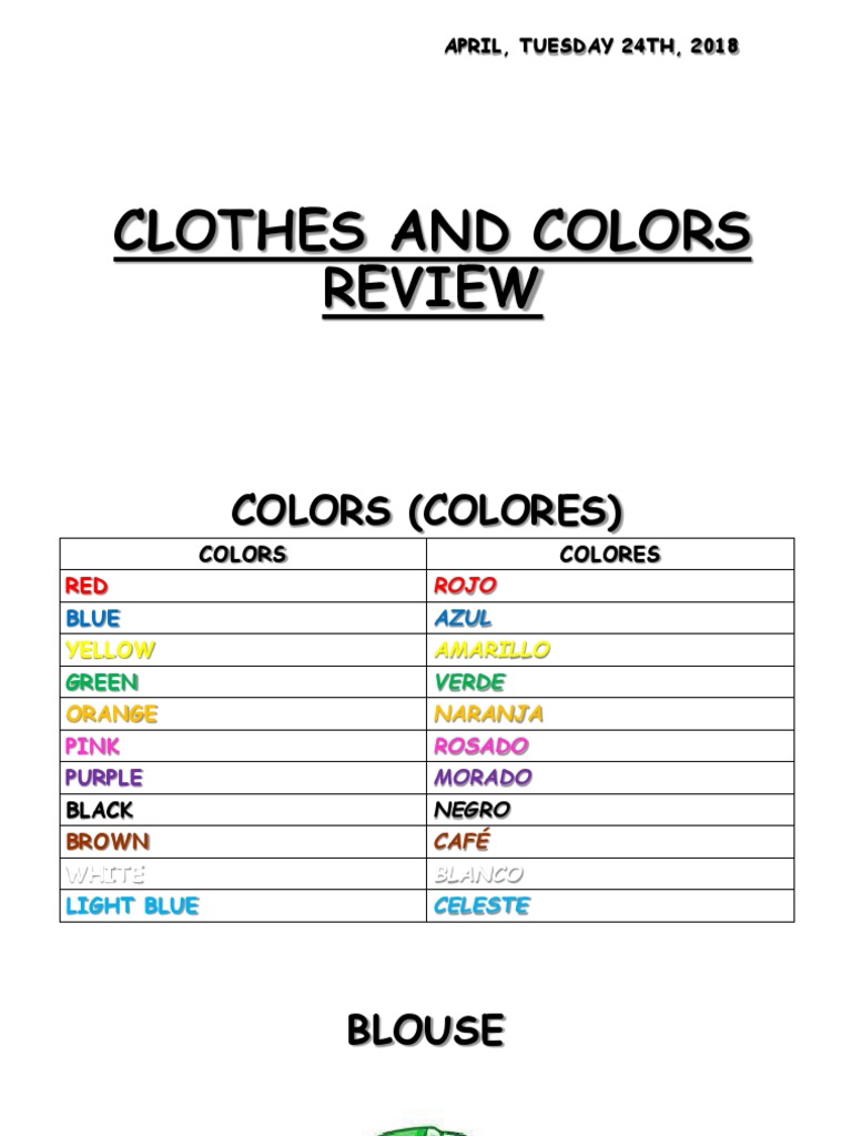 Clothes and Colors Review | PDF | Color | Dress Codes