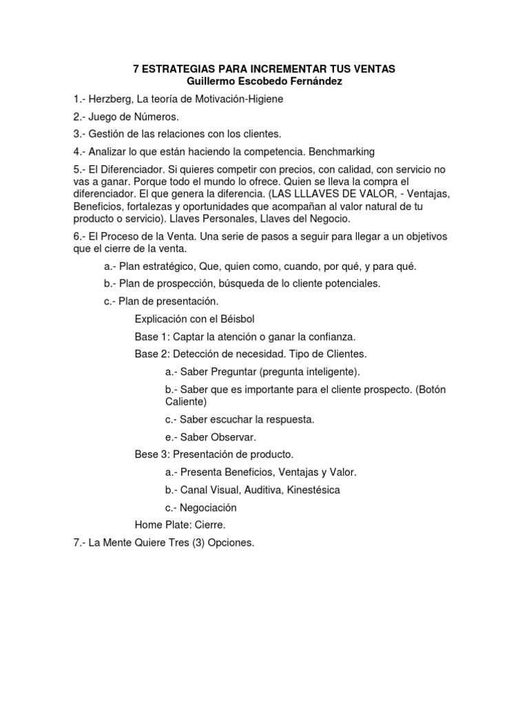 7 Estrategias para Incrementar Tus Ventas | PDF