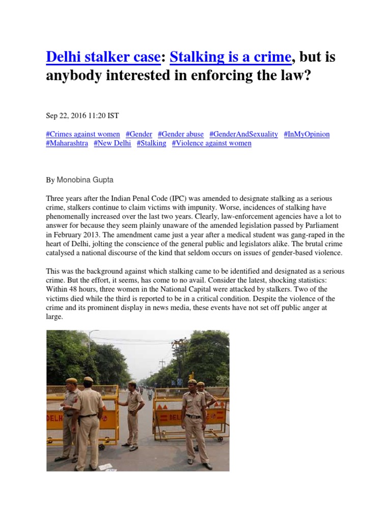 Delhi Stalker Case | PDF | Stalking | Violence