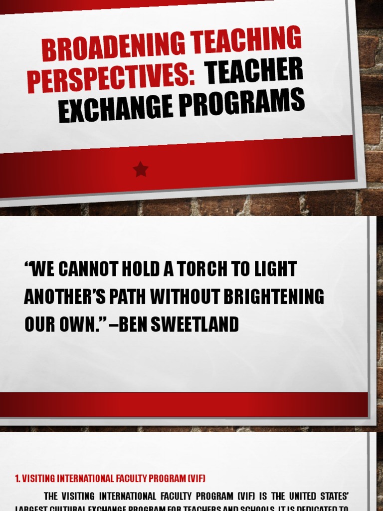 Broadening Teaching Perspectives - Teacher Exchange Programs | PDF | Behavior Modification | Change