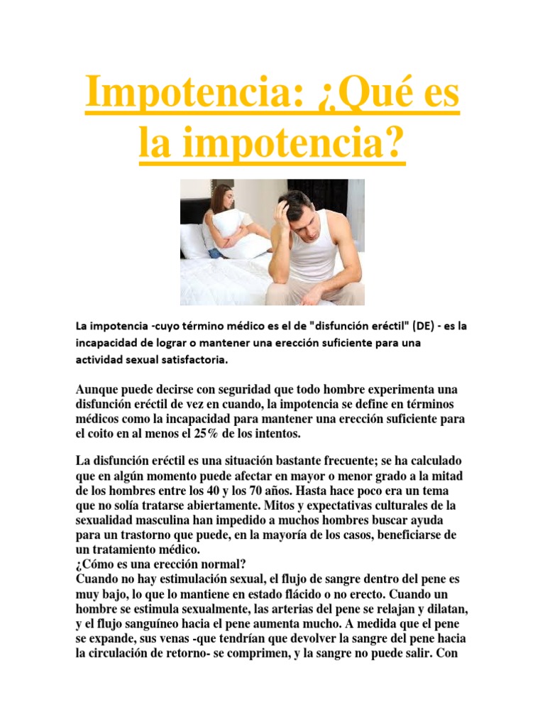 Impotencia: ¿Qué Es La Impotencia? | PDF | Disfunción eréctil ...