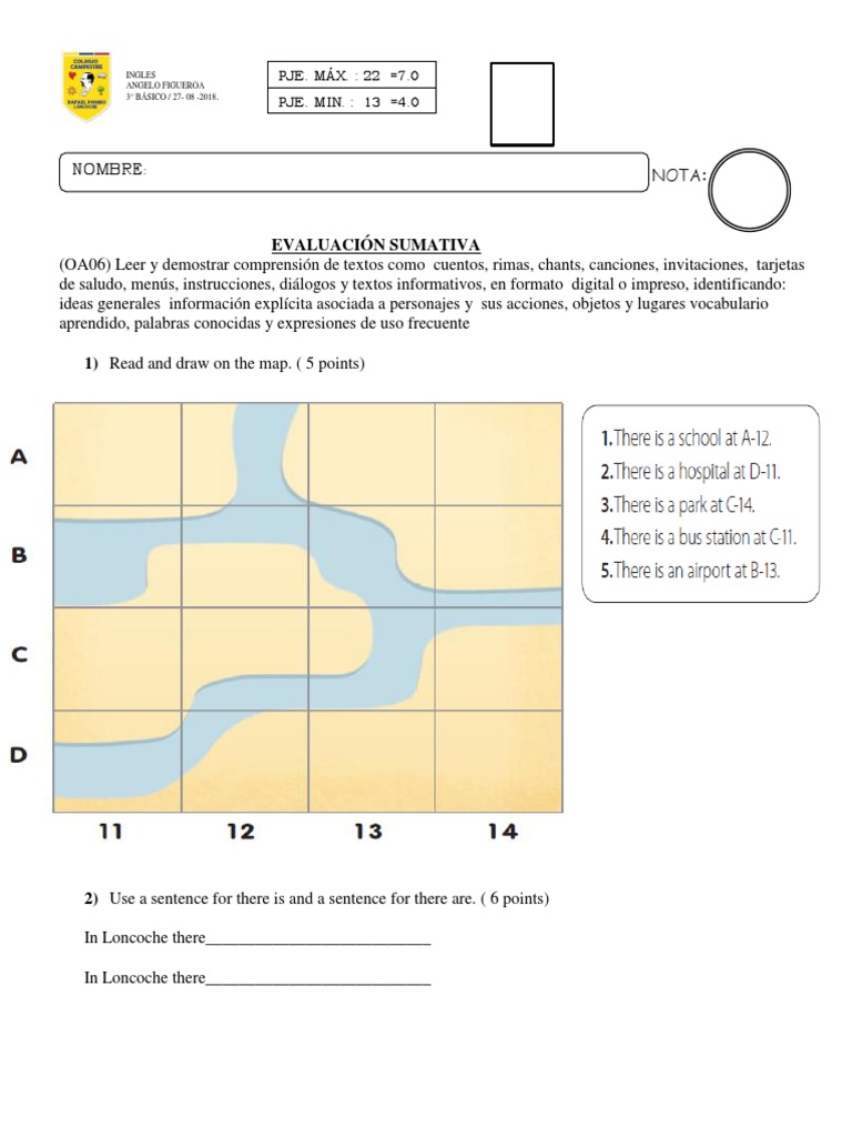 Prueba 3ro My Town | PDF