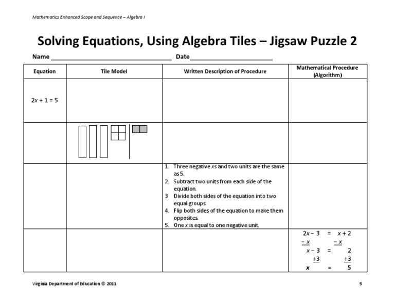 Algebra Tiles 2 | PDF