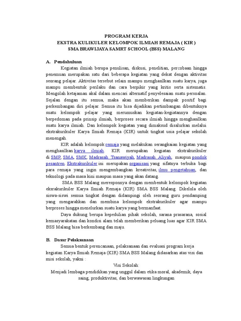 Program Kerja KIR | PDF