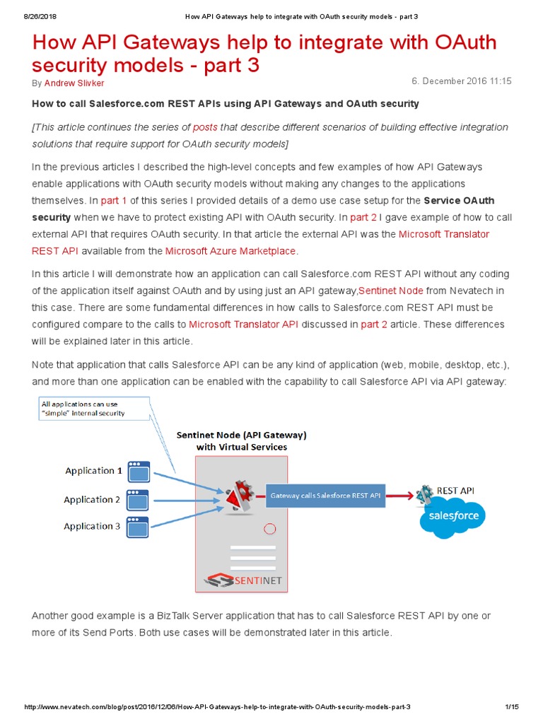 How Api Gateways Help To Integrate With Oauth Security Models Part 3 Pdf Representational