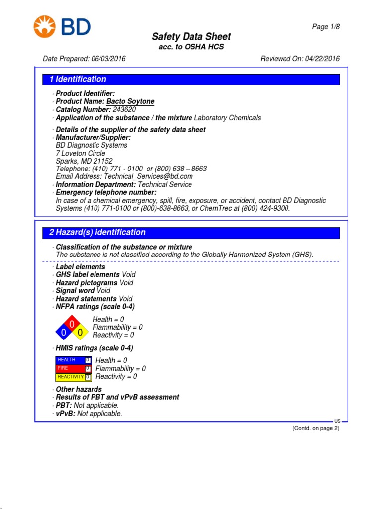 MSDS Soytone | PDF | Labour Relations | Dangerous Goods
