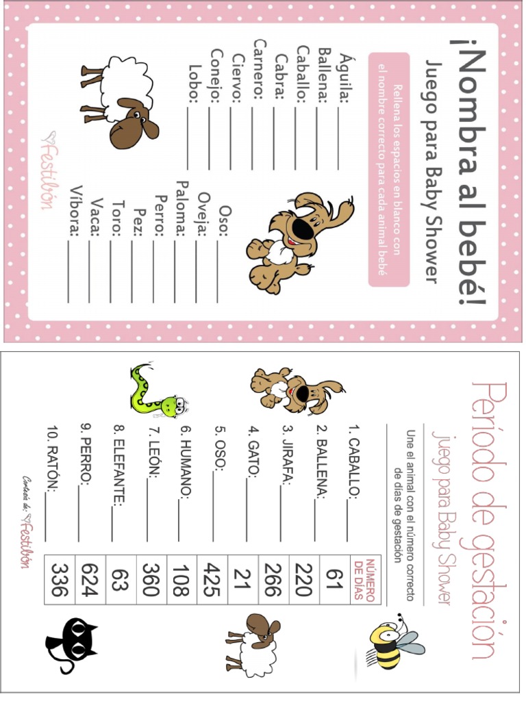 Plantillas Imprimibles De Juegos De Baby Shower