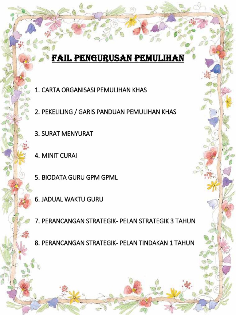 Senarai Semak Fail Pemulihan Khas | PDF