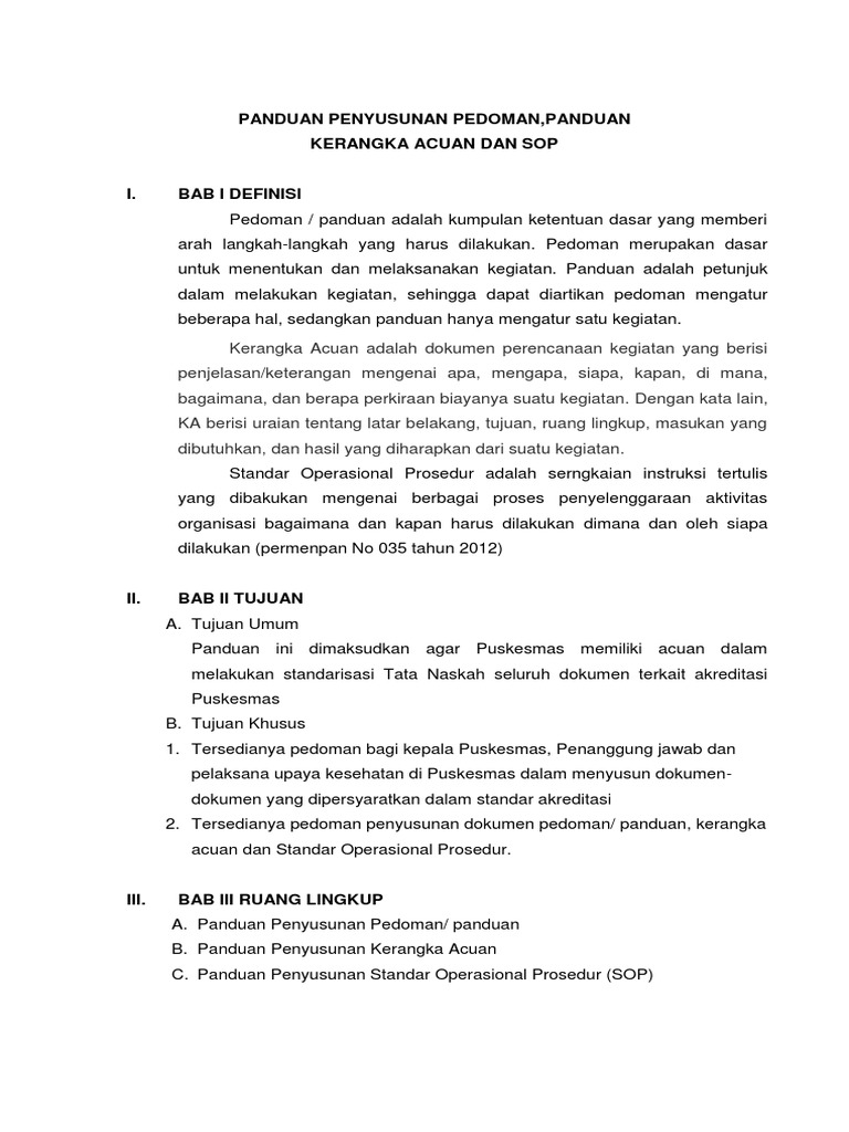 Ep 5 Panduan Penyusunan Pedoman, Panduan, Kak, Sop | PDF | Karier & Perkembangan | Bisnis