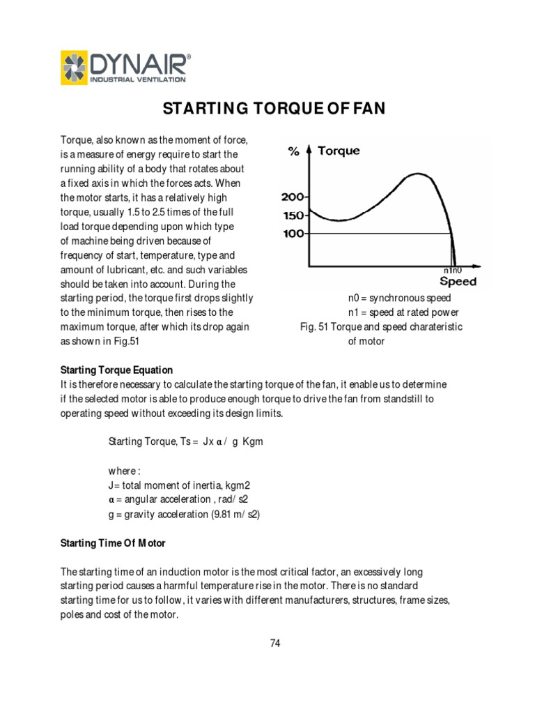 Starting Torque of Fan | PDF | Torque | Electric Motor