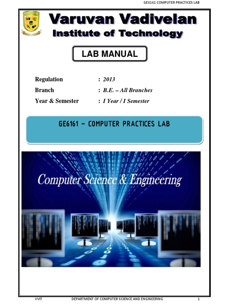 Ge6161 Computer Practices Lab PDF | PDF | C (Programming Language ...