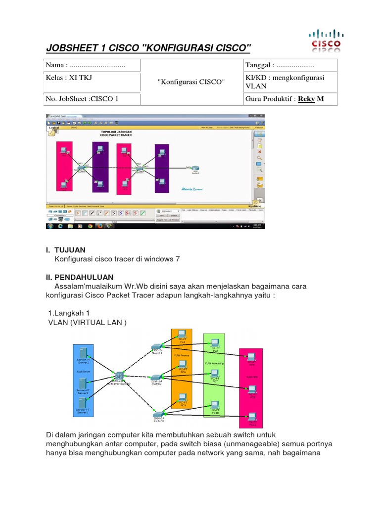 Jobsheet 1 Cisco-Vlan | PDF