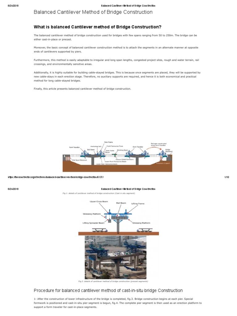Balanced Cantilever Method of Bridge Construction | PDF | Precast ...