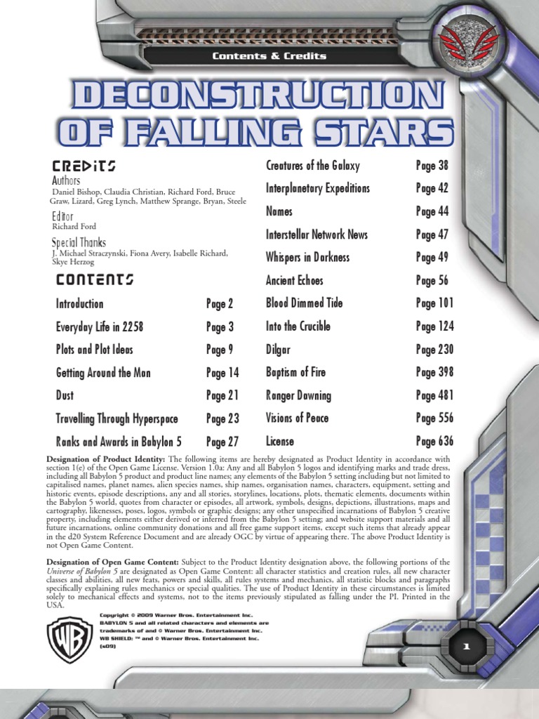 Babylon 5 RPG (2nd Ed.) - Deconstruction of Falling Stars | PDF | Mail ...