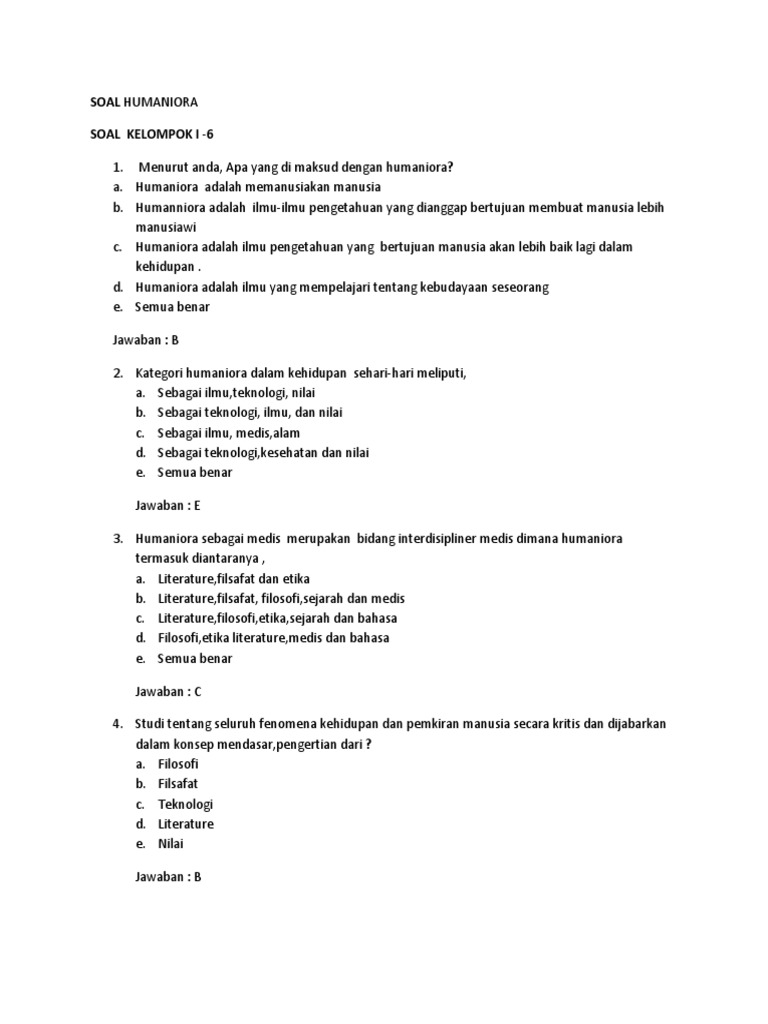 Soal Humaniora | PDF