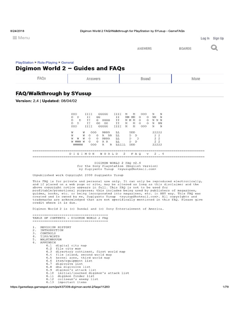 Walkthrough For PlayStation by SYusup - GameFAQs | PDF | Arithmetic ...