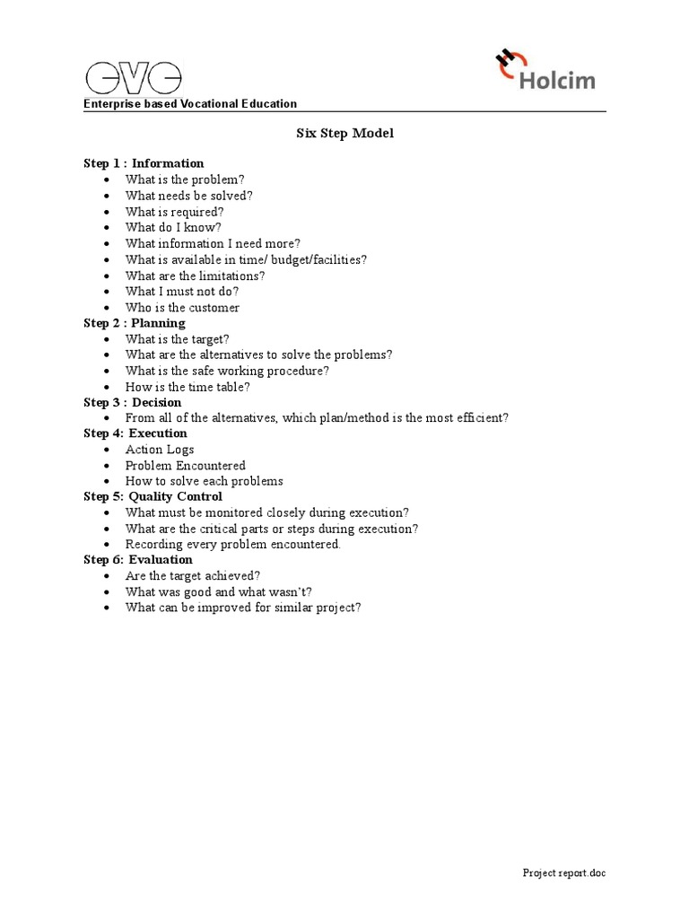 Six Step Model | PDF