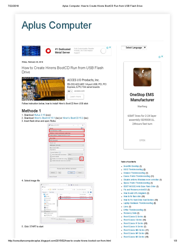 Aplus Computer - How To Create Hirens BootCD Run From USB Flash Drive | PDF | Usb Flash Drive ...