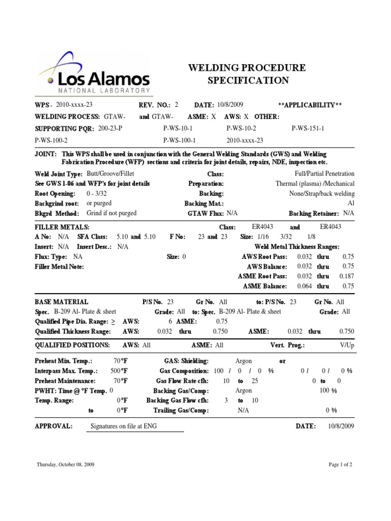 Aluminim WPS | PDF | Welding | Construction
