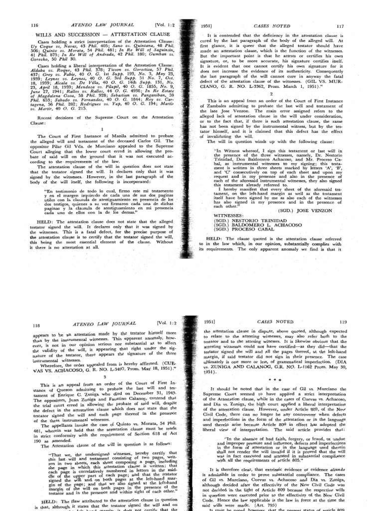 Attestation Clause | PDF | Will And Testament | Evidence (Law)
