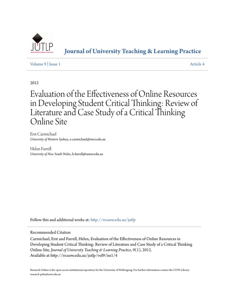 Can Online Resources Develop Student Critical Thinking | PDF | Critical Thinking | Educational ...