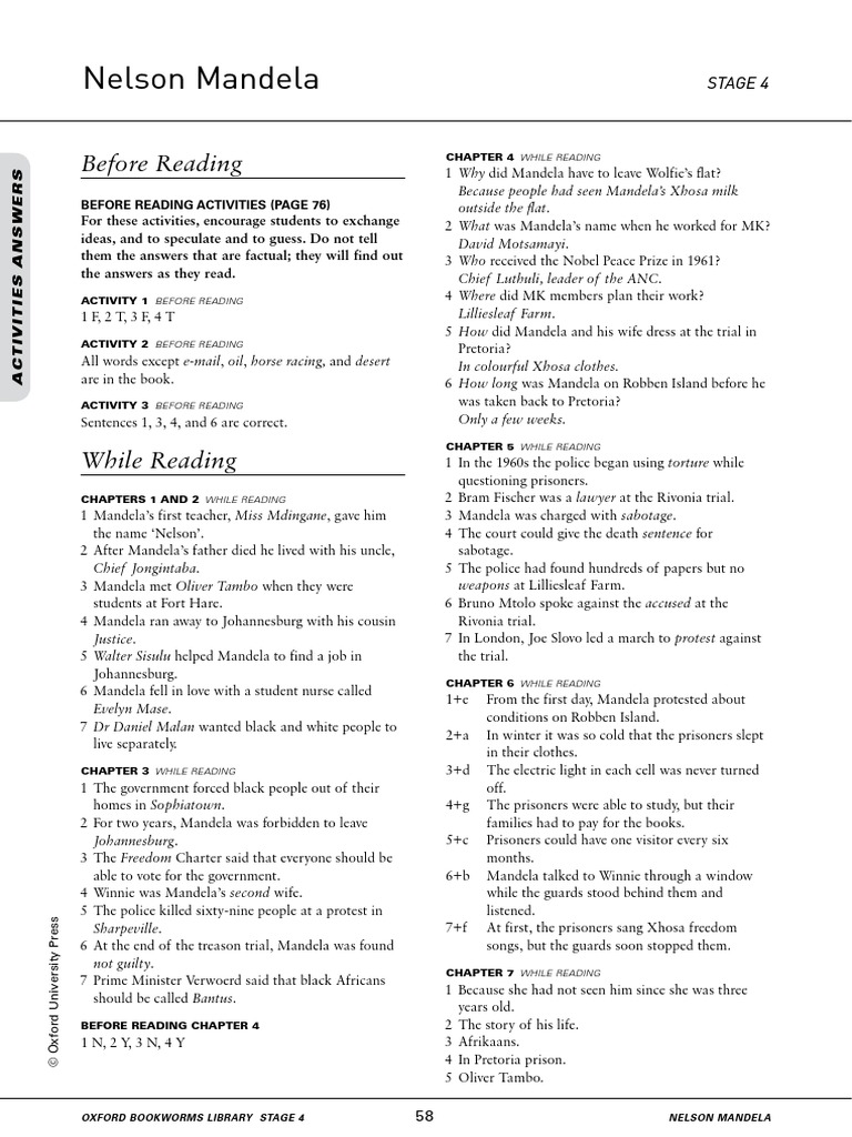 Exercises Answer | PDF | Nelson Mandela | South African People