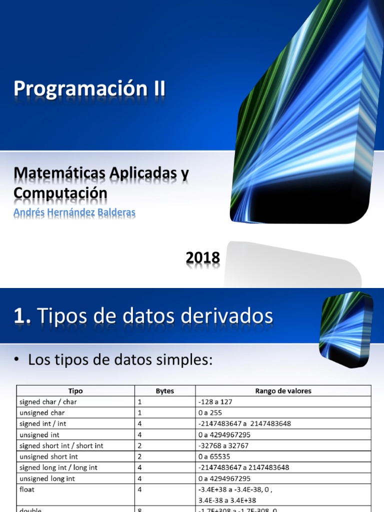 Programación II - Tema 1. Tipos de Datos Derivados PDF | PDF | Áreas de informática ...