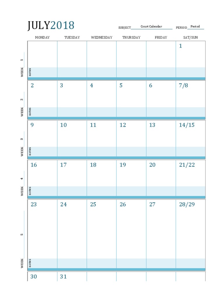 July 2018 Court Calendar | PDF