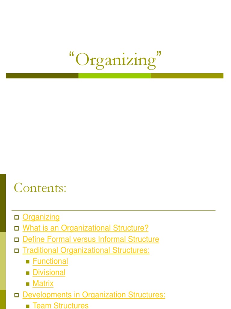ORGANIZING | PDF | Organizational Structure | Strategic Management