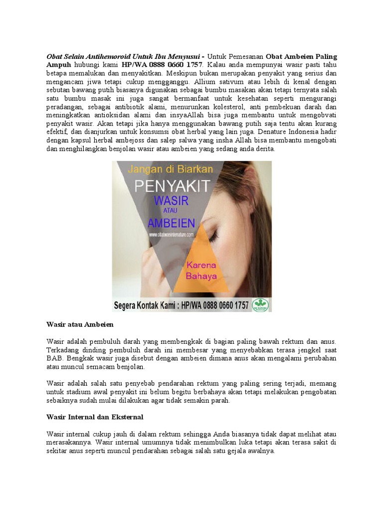 Obat Selain Antihemoroid Untuk Ibu Menyusui | PDF | Kesehatan Holistik