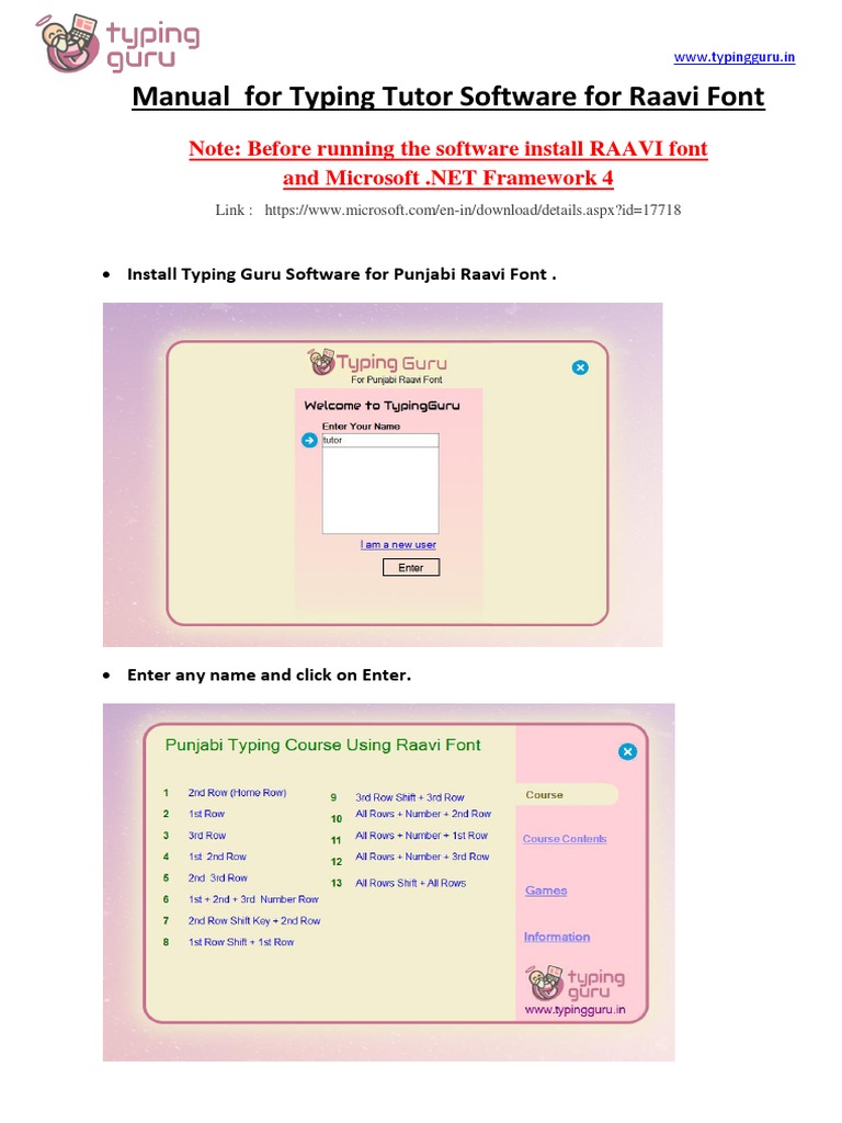 Typing Guru Tutor For Punjabi Raavi Font | PDF | Computer Keyboard ...
