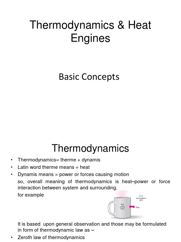 Thermodynamics & Heat Engines: Basic Concepts | PDF | Thermodynamics ...