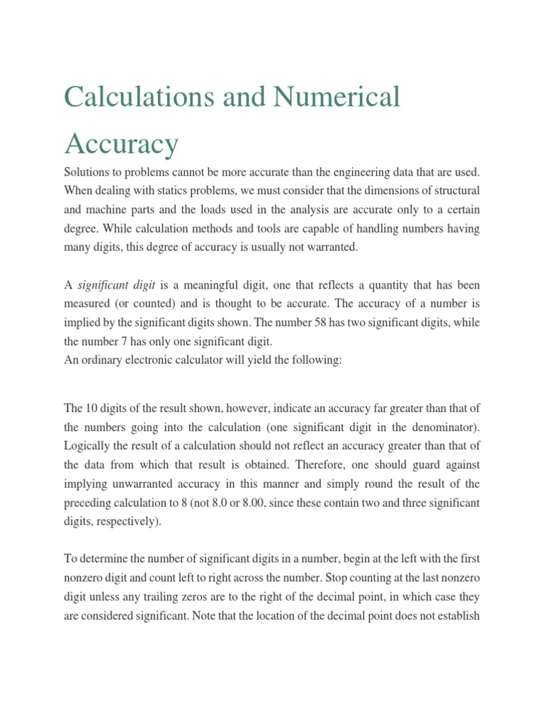 Calculations and Numerical Accuracy | PDF | Significant Figures ...