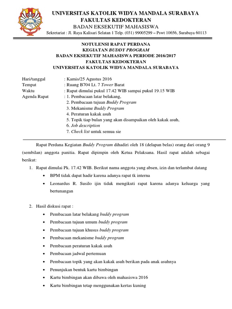 Format Notulensi Rapat BP | PDF