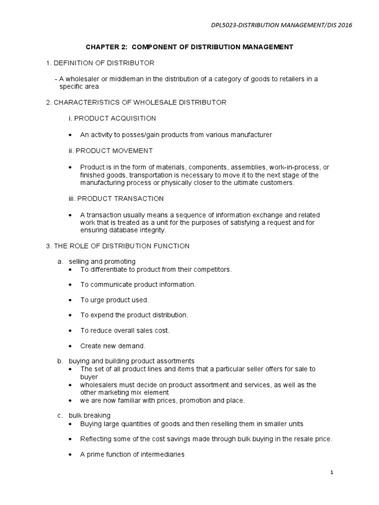 Key Components and Functions of Distribution Management | PDF ...