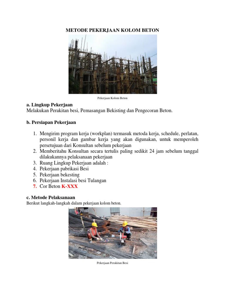 Metode Pekerjaan Kolom | PDF