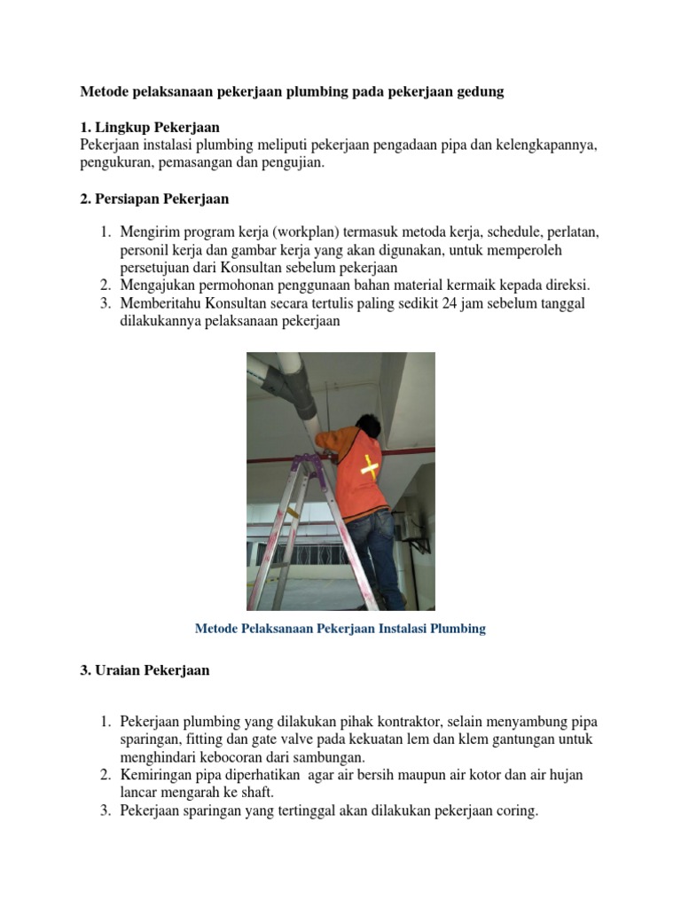 Metode Pelaksanaan Pekerjaan Plumbing | PDF