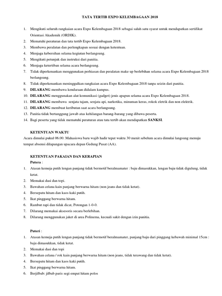 Tata Tertib Expo PDF | PDF