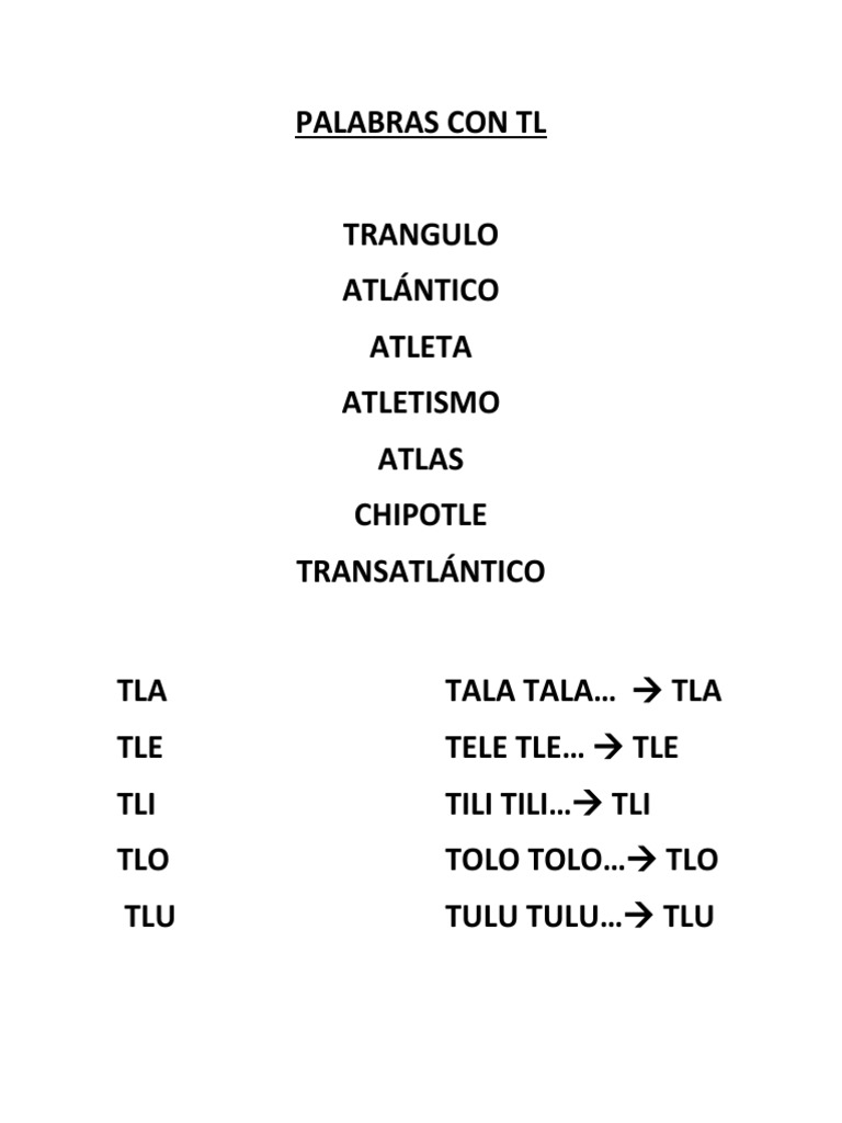 Palabras Con TL | PDF