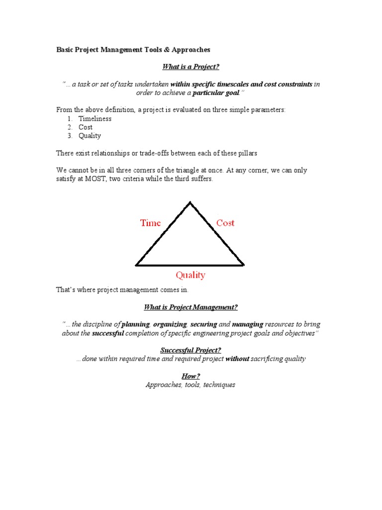 Basic Project Management Tools | PDF