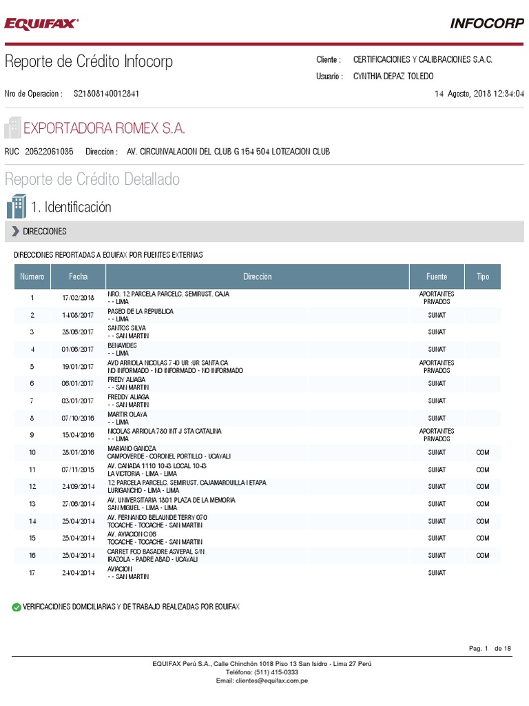 Credinfocorp Exportadora Romex | PDF | Empresas de servicios ...