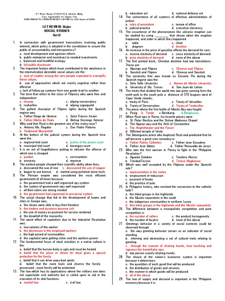 LET-REVIEWER-Social-Studies-D-1.docx | Philippines | President Of The ...