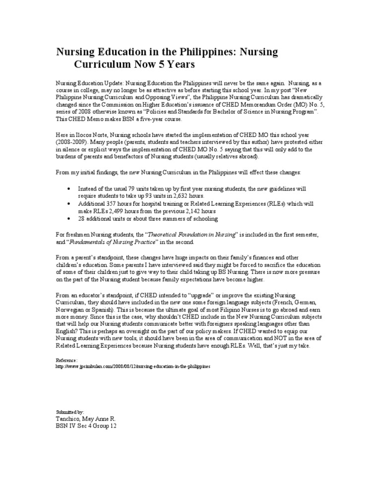 Nursing Education in The Philippines | PDF | Nursing | Curriculum