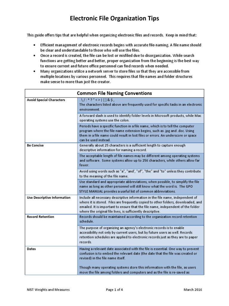 Electronic File Organization Tips: Common File Naming Conventions | PDF ...