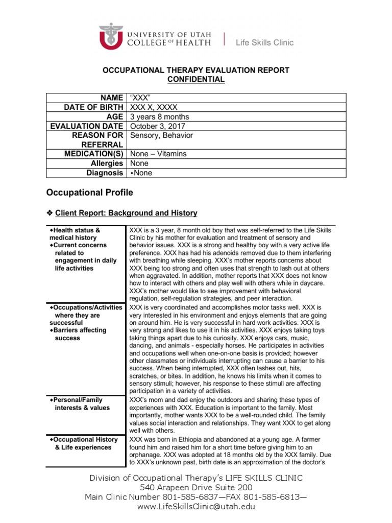 Pediatric Evaluation | PDF | Emotional Self Regulation | Perception