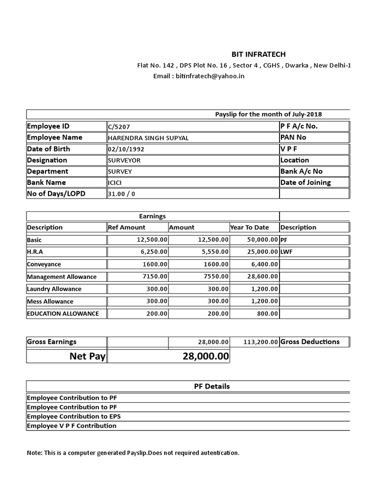 Payslip July2018 | PDF | Government Finances | Taxes